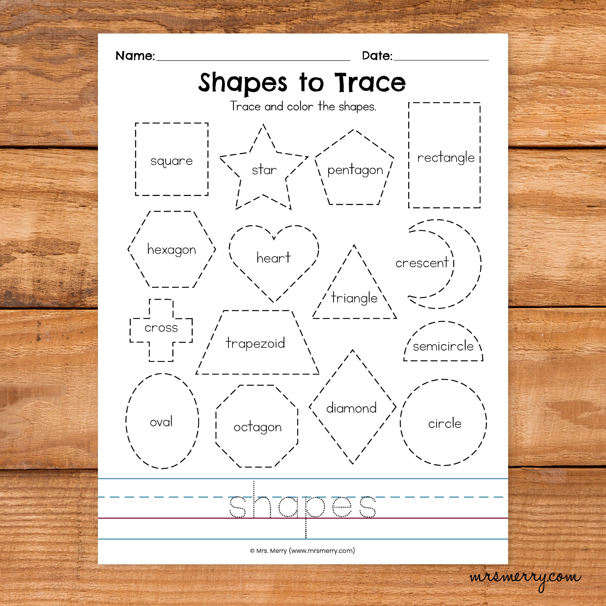 Shape Tracing Worksheets Pdf